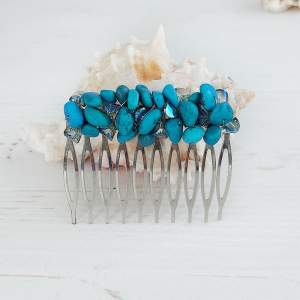 Turquoise Hair Comb - Etsy UK