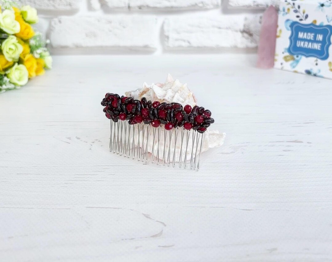 Burgundy Crystals Hair Comb Gothic Stones Bridal Hair Piece Bling ...