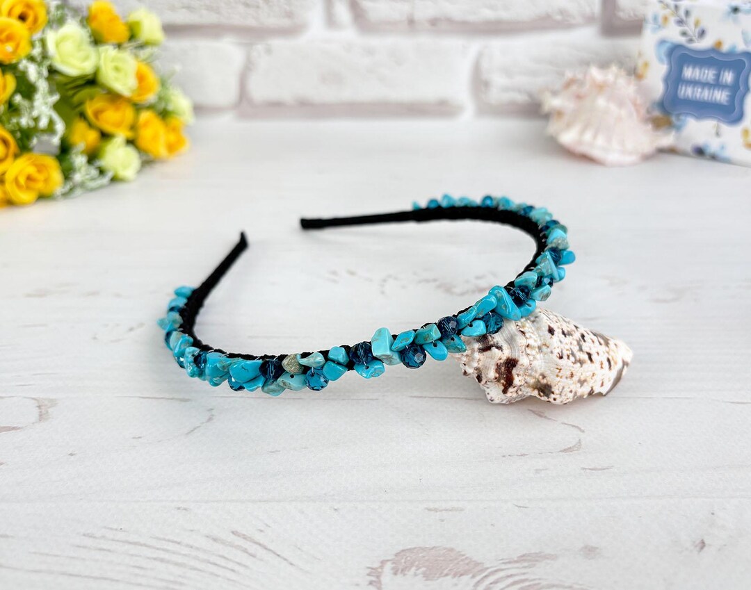 Gemstone Turquoise Crown Green Crystal Headband December Birthstone ...