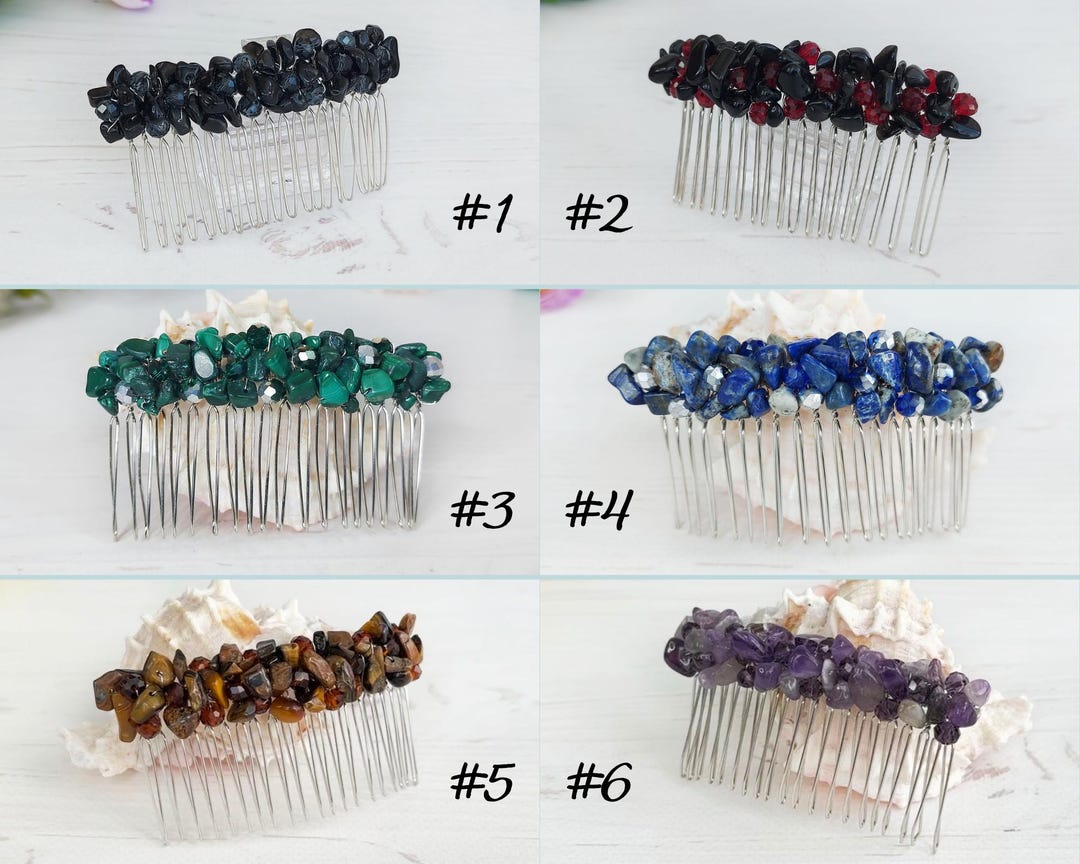 Gemstone Crystals Hair Comb, Beaded Hair Clip, Embellished Comb Wedding ...