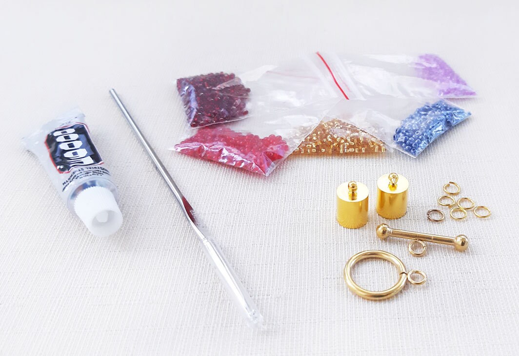 Diy Beaded Crochet Necklace KIT DIY Kit Red Necklace Red | Etsy
