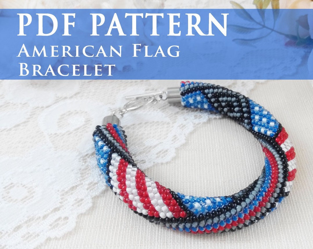 American Flag Bracelet PDF Pattern, Seed Bead Crochet Rope Pattern, DIY ...