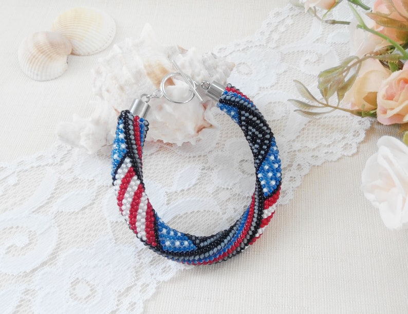 American Flag Bracelet PDF Pattern Seed Bead Crochet Rope - Etsy