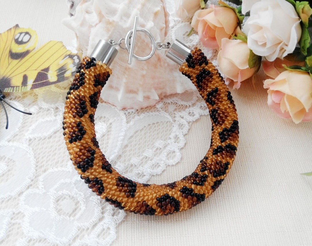 Leopard Seed Beaded Bracelet, Birthday Mother in Law Gift, Seed ...