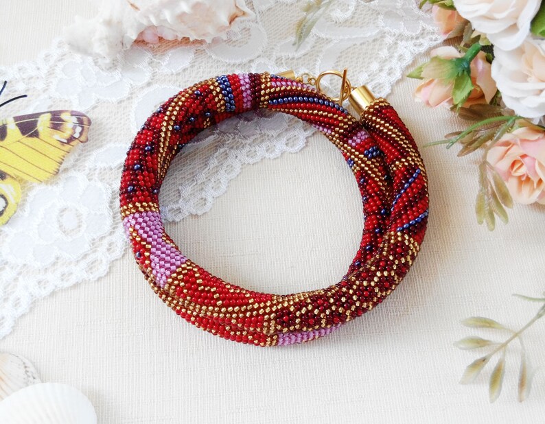 Diy Beaded Crochet Necklace KIT DIY Kit Rope Necklace Red - Etsy