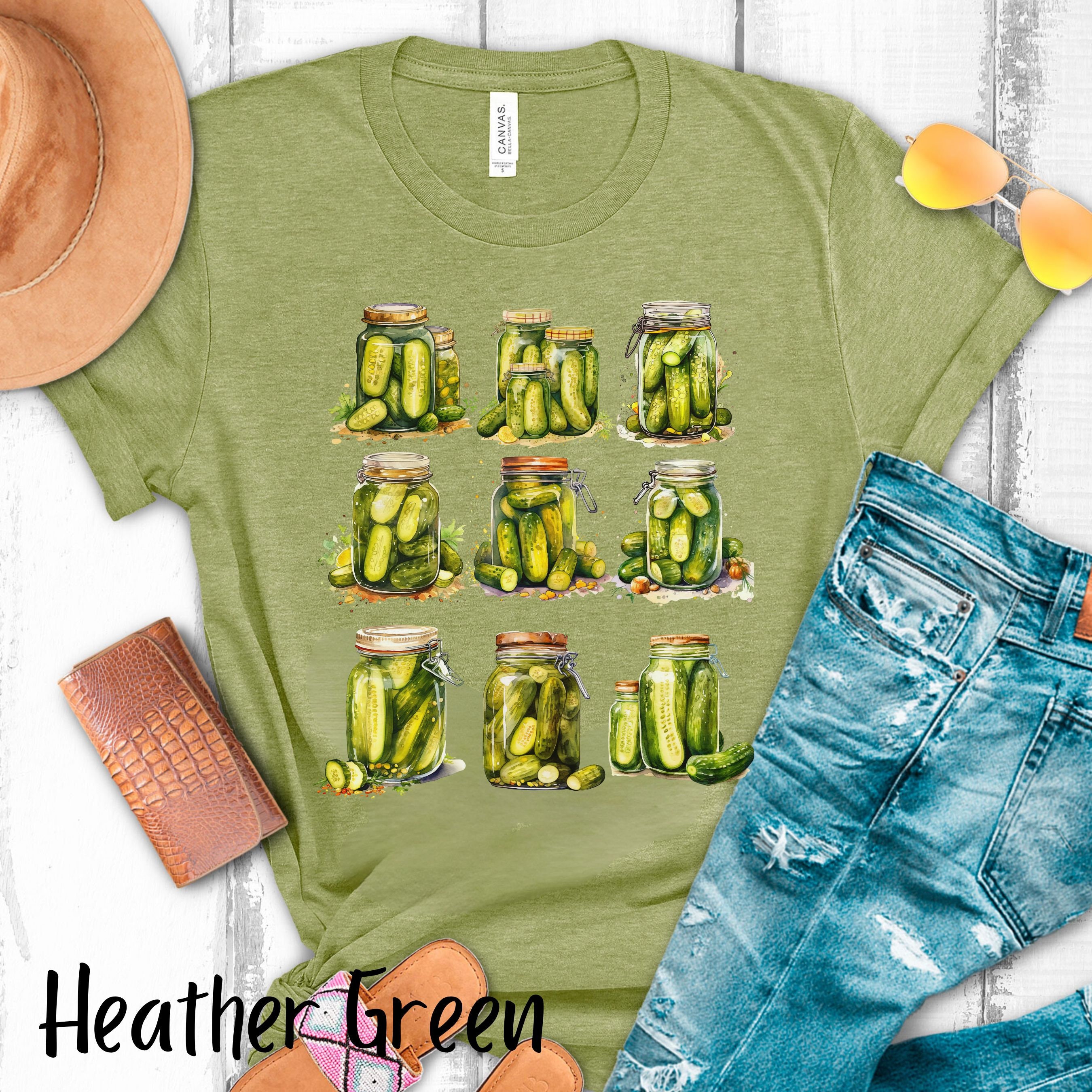 Whimsical Pickle Jar T-shirt, Vintage Canned Pickles Unisex Tee ...