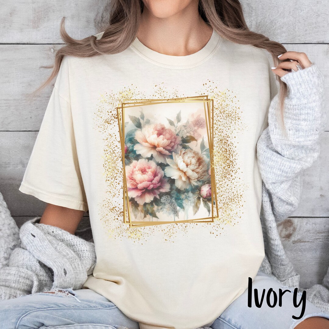 Cottagecore Peony Comfort Colors T-shirt, Peony Lover Unisex Garment ...