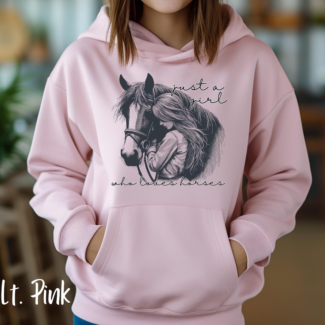 Horsegirl Youth Hoodie, Just a Girl Who Loves Horses Sweatshirt ...