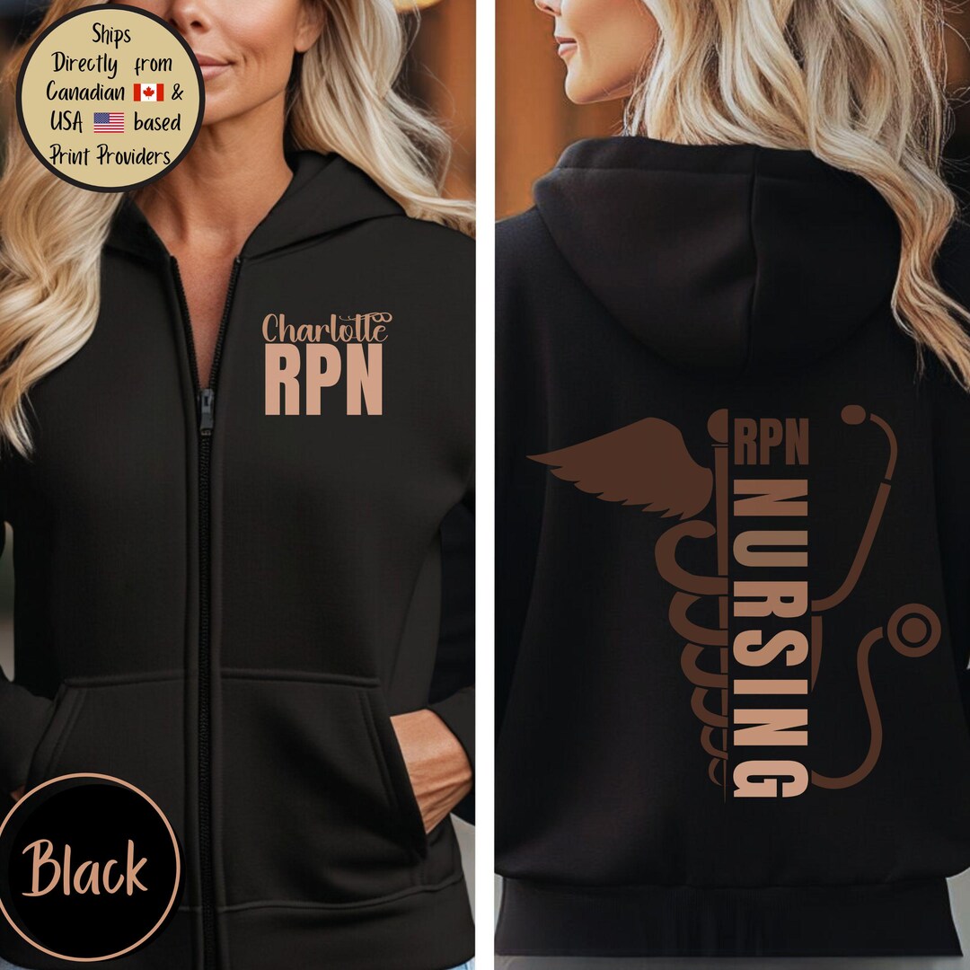 Custom Registered Practical Nurse Zip up Hoodie With Name, Personalized ...