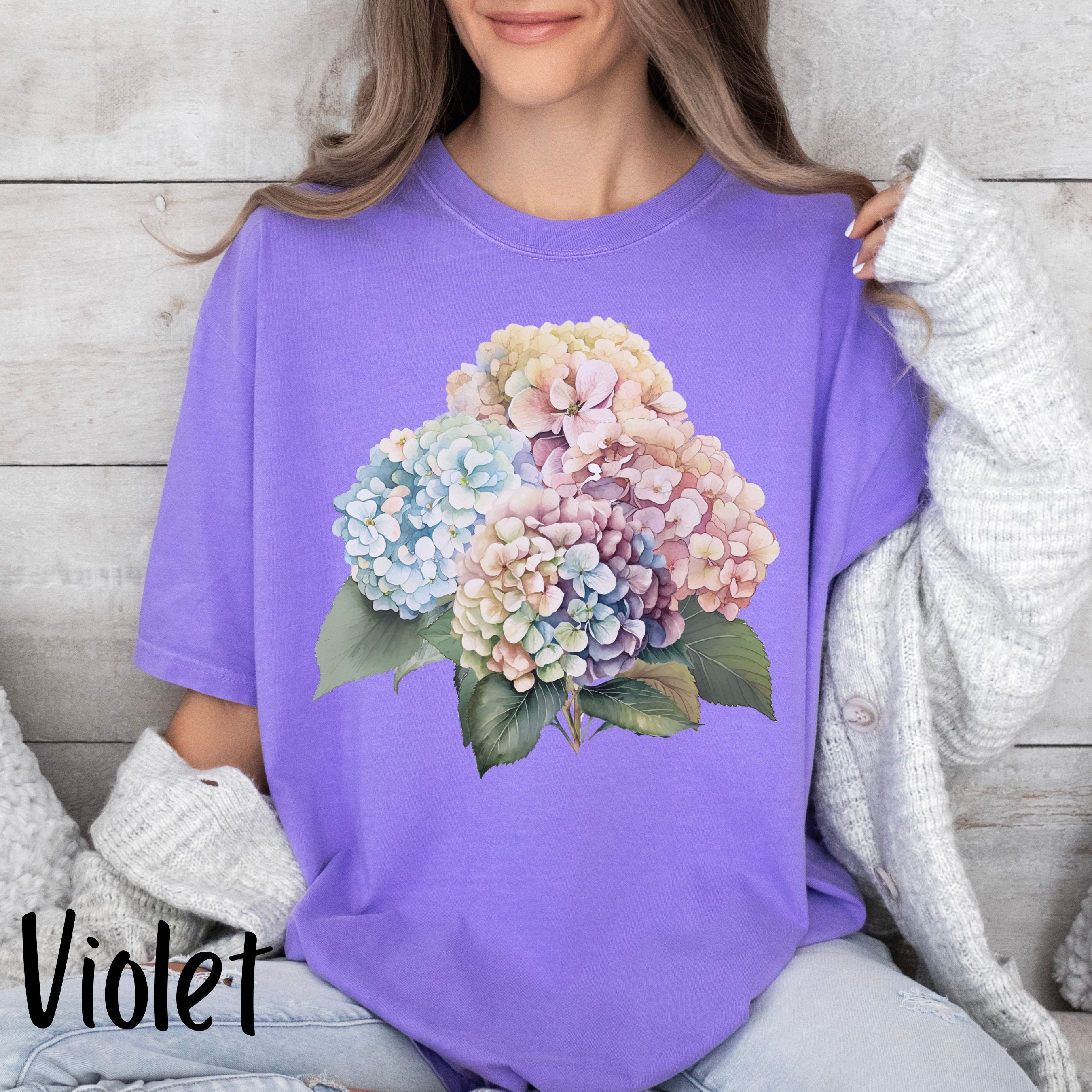 Hydrangea Floral Cottagecore Comfort Colors T-shirt, Hydrangea Lover ...