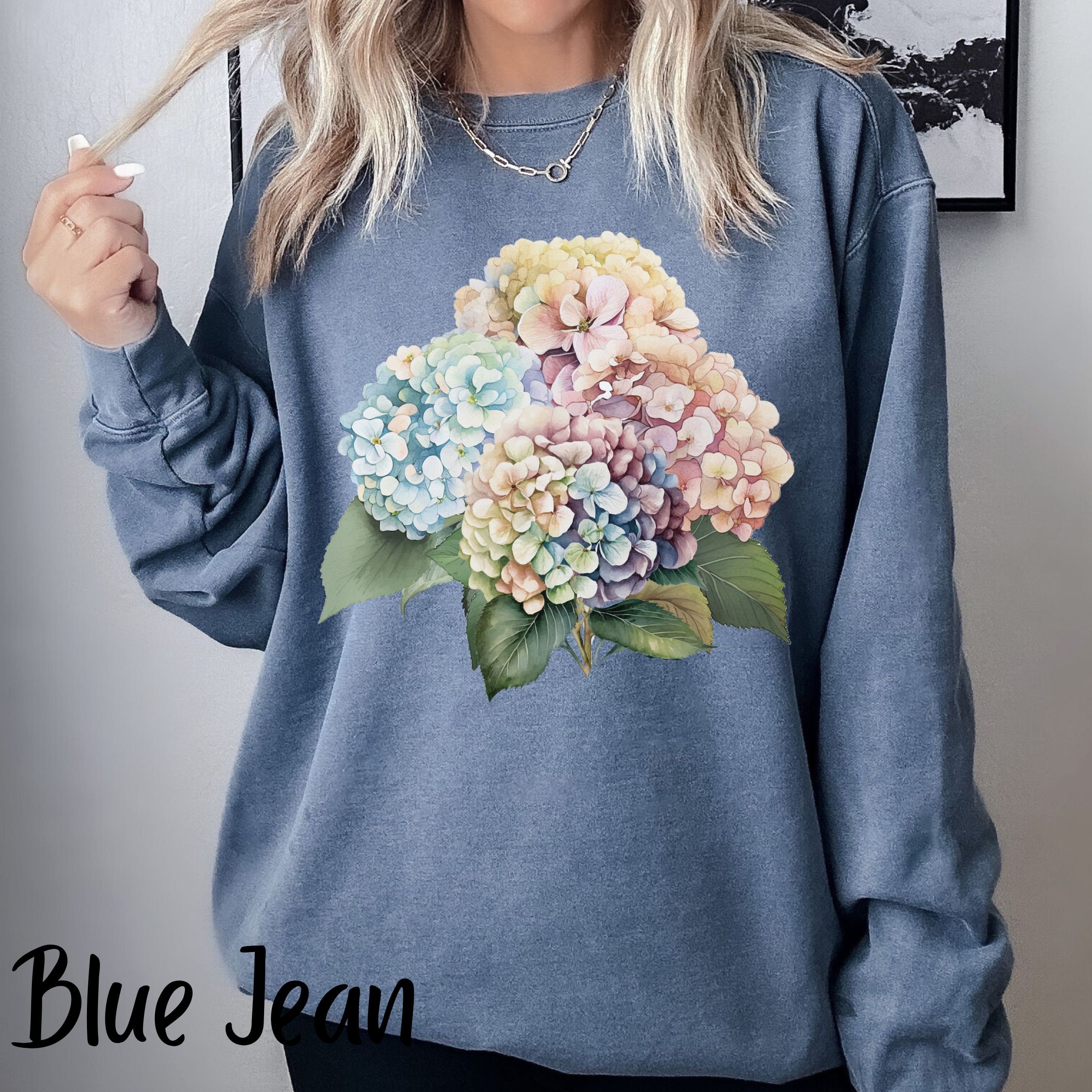 Hydrangea Lover Cottagecore Comfort Colors Crewneck, Hydrangea Floral ...