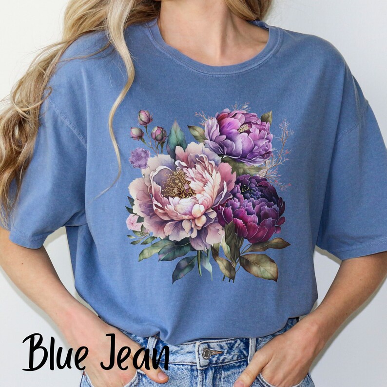 Purple Peony Cottagecore Comfort Colors T-shirt, Peony Lover Unisex ...