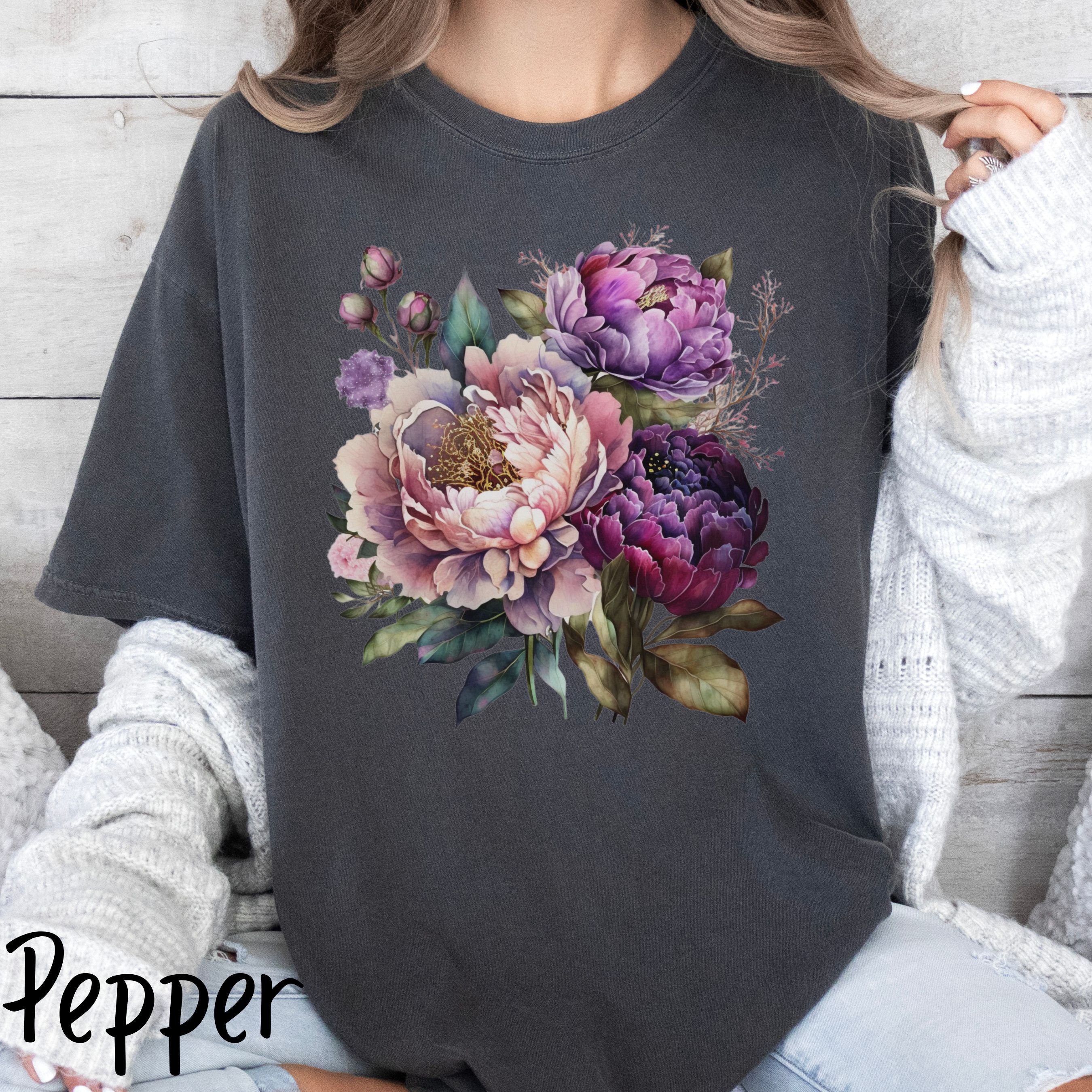Purple Peony Cottagecore Comfort Colors T-shirt, Peony Lover Unisex ...