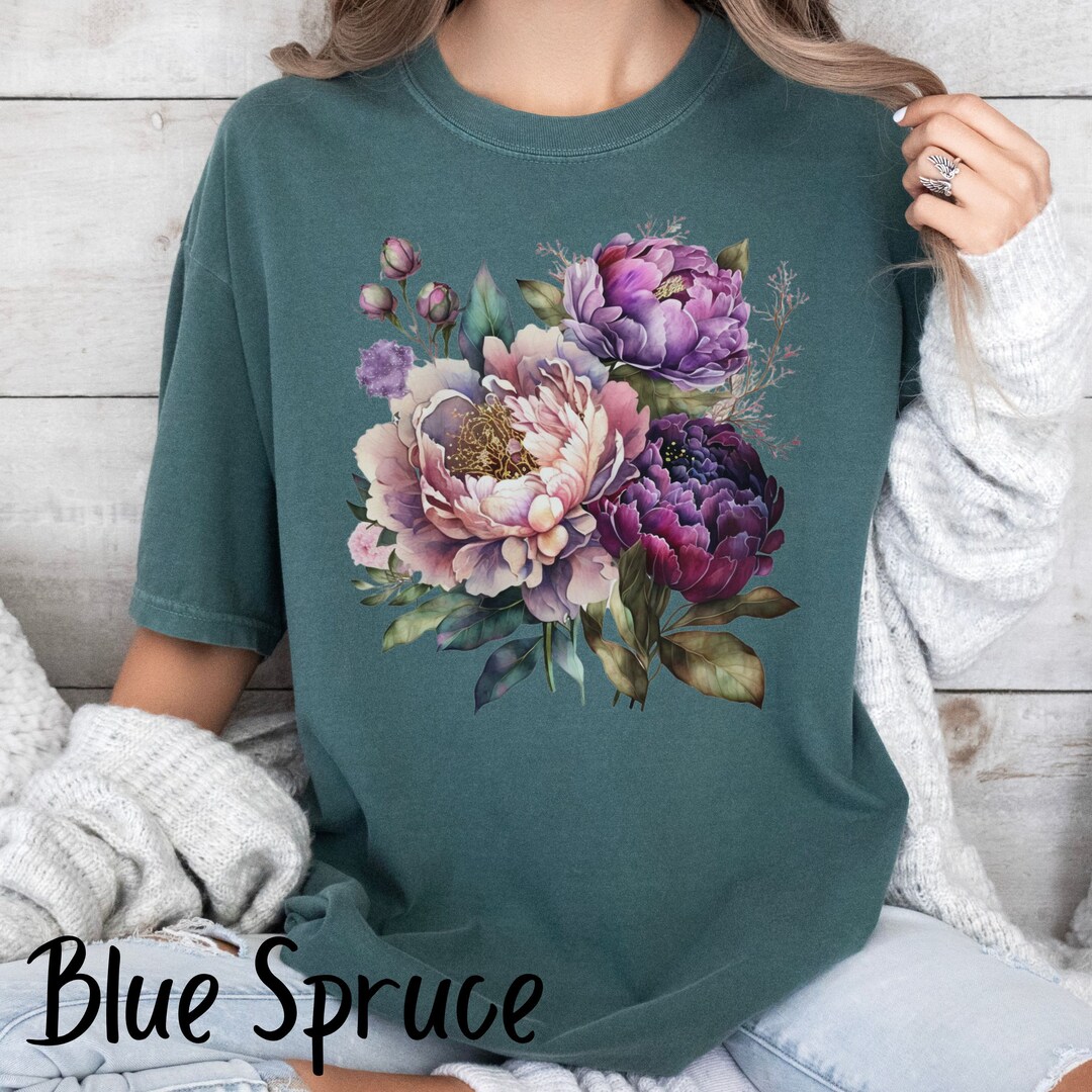 Purple Peony Cottagecore Comfort Colors T-shirt, Peony Lover Unisex ...