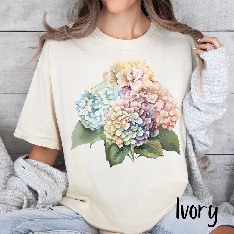 Hydrangea Floral Cottagecore Comfort Colors T-shirt, Hydrangea Lover ...