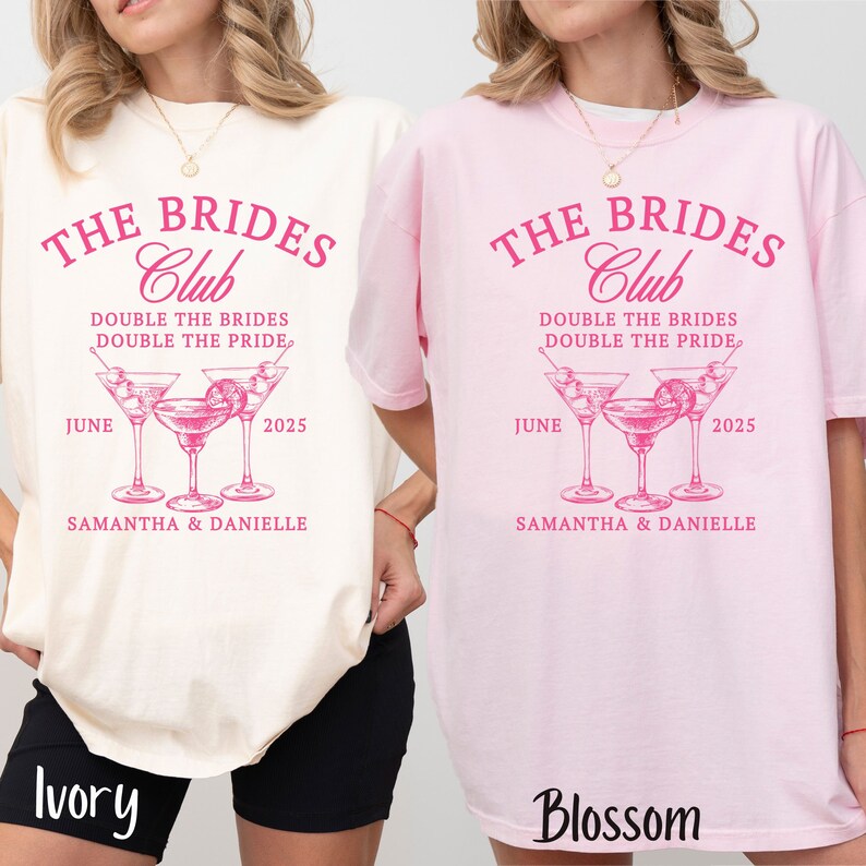 Double Brides Bachlorette Shirt, Gay Bachlorette Comfort Colors, Lesbian Bridal Shower Tee, Two ...