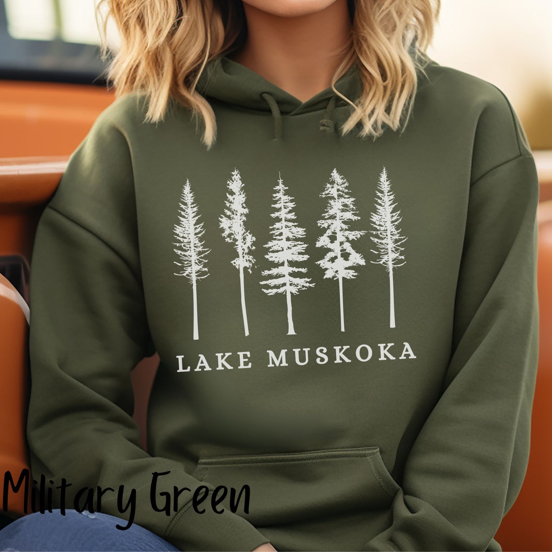 Lake Muskoka Pine Tree Hoodie, Lake Muskoka Evergreen Unisex Hooded ...