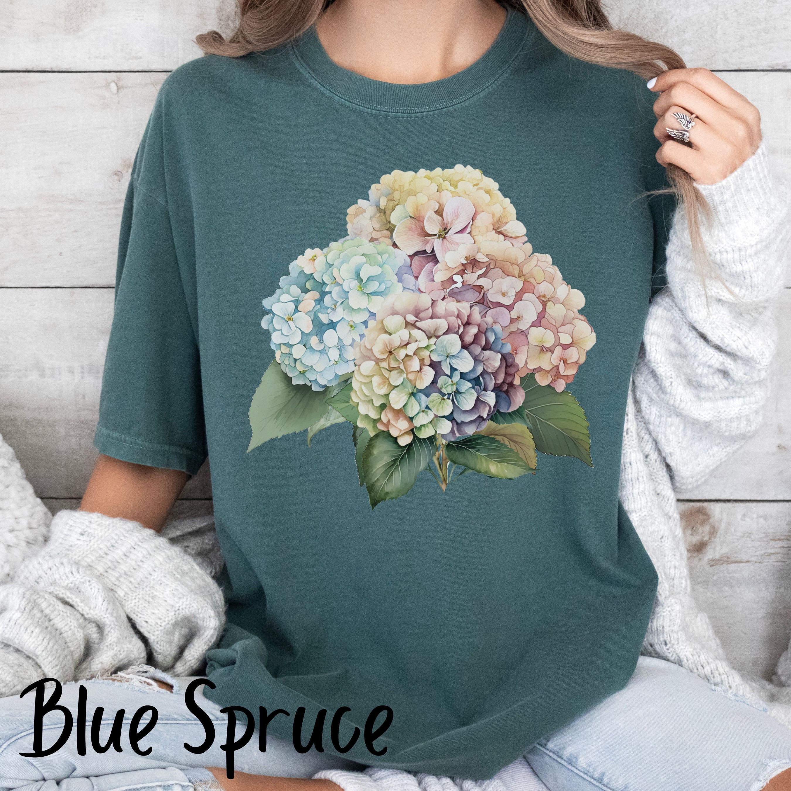 Hydrangea Floral Cottagecore Comfort Colors T-shirt, Hydrangea Lover ...