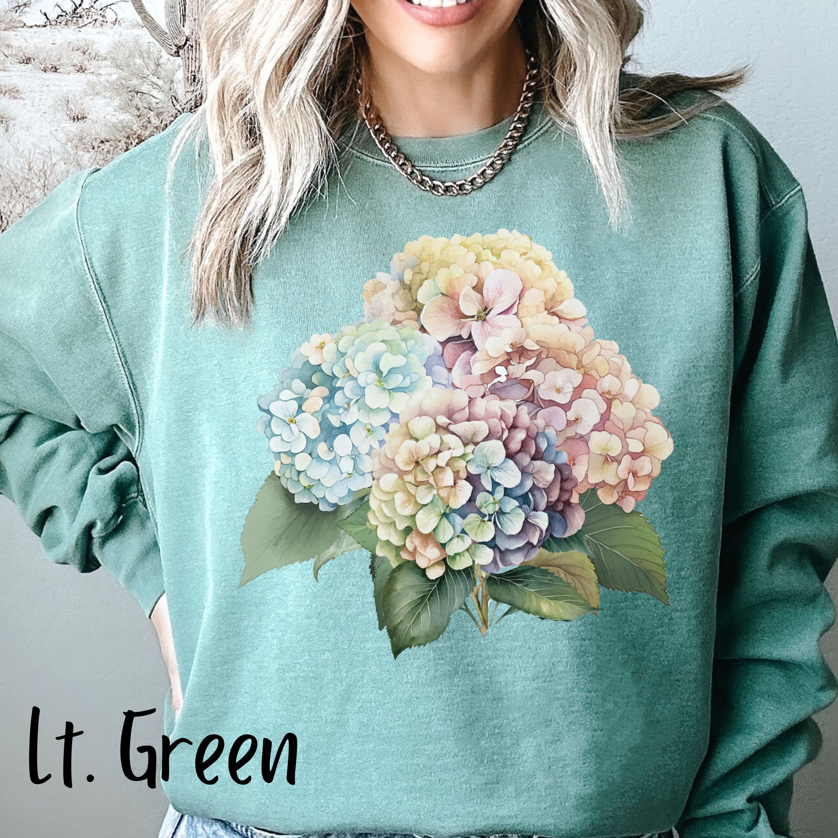 Hydrangea Lover Cottagecore Comfort Colors Crewneck, Hydrangea Floral ...