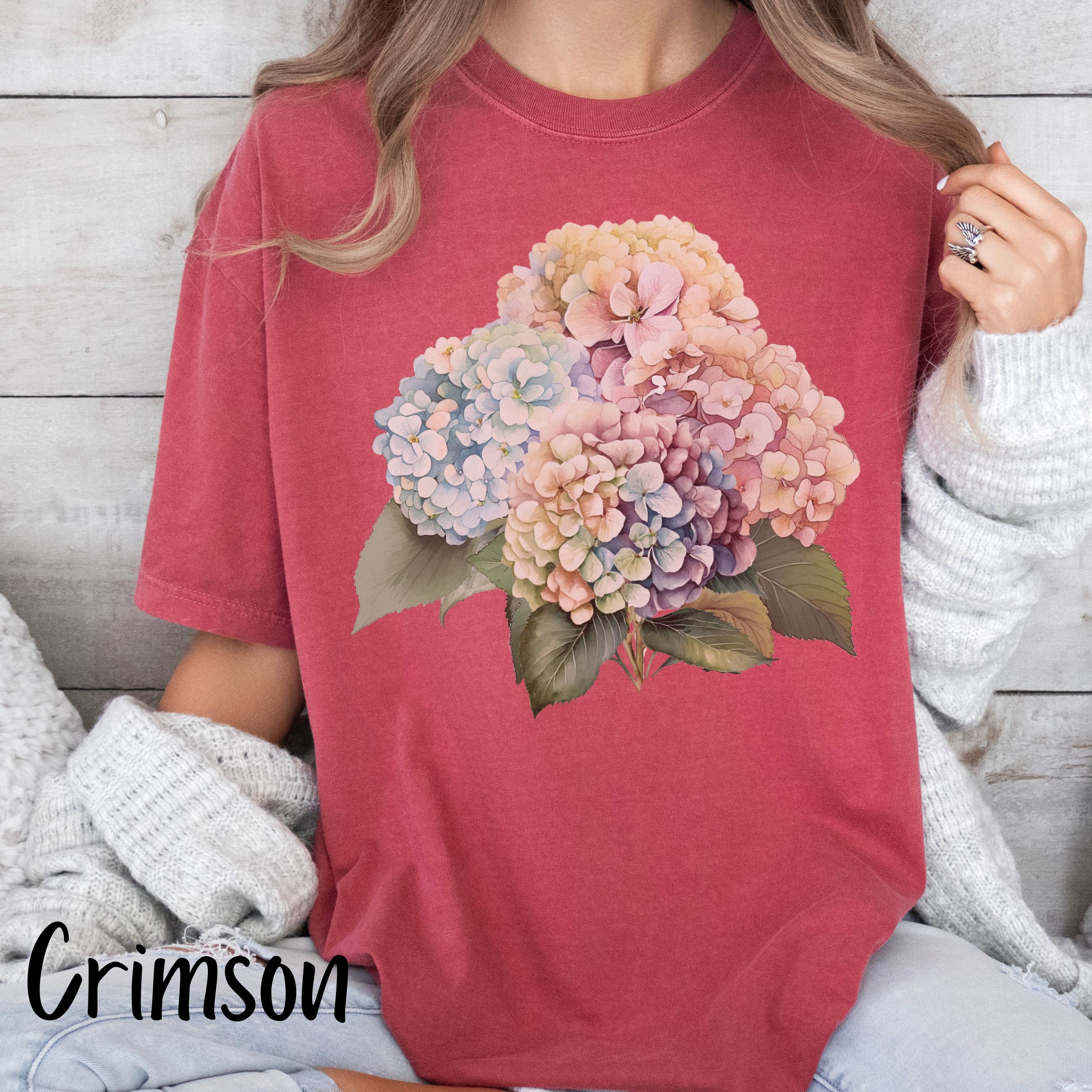 Hydrangea Floral Cottagecore Comfort Colors T-shirt, Hydrangea Lover ...