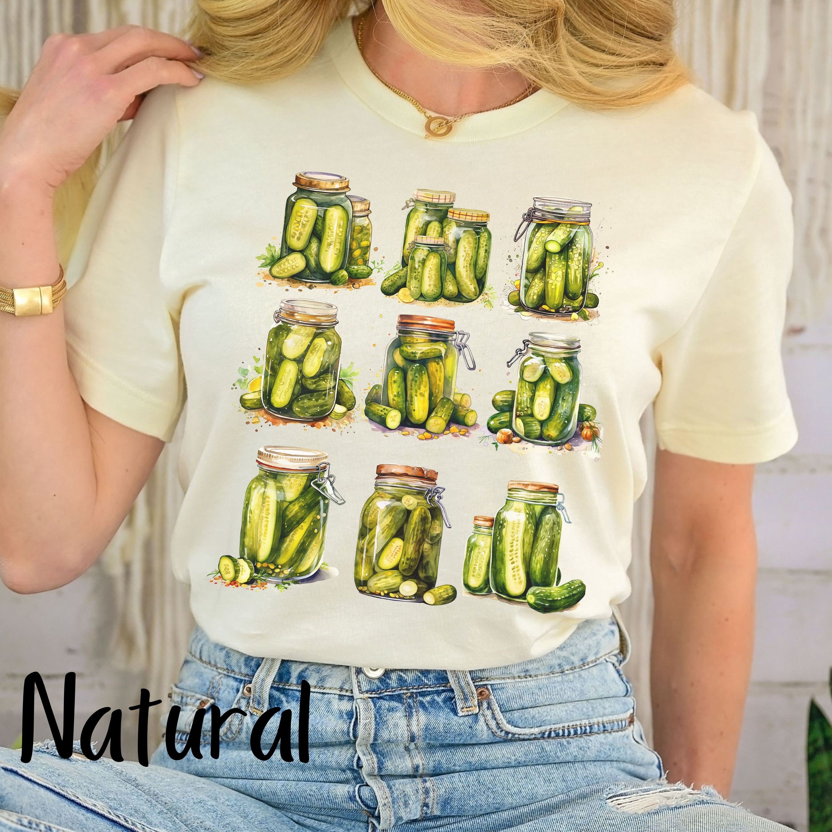 Whimsical Pickle Jar T-shirt, Vintage Canned Pickles Tee, Boho Canning ...