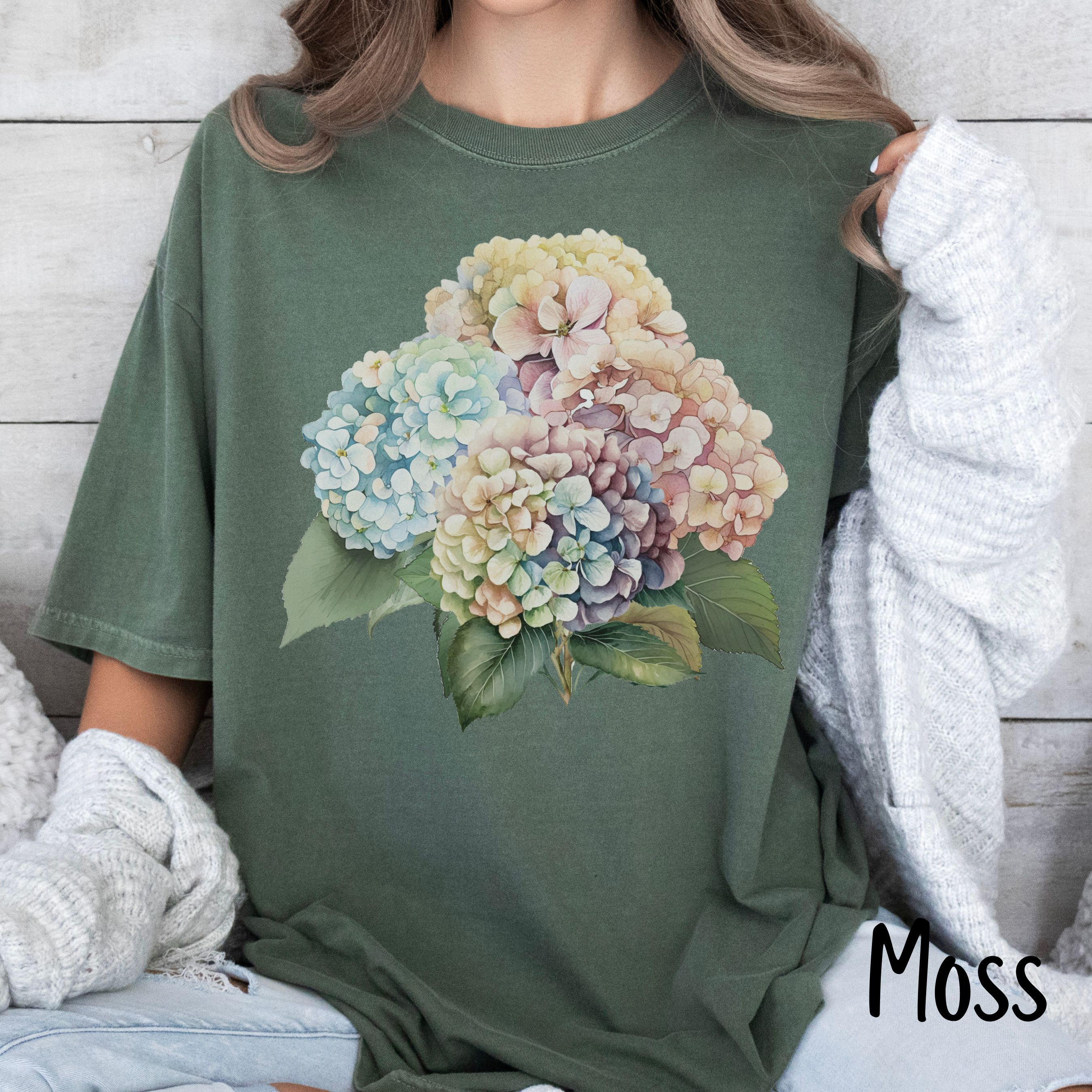 Hydrangea Floral Cottagecore Comfort Colors T-shirt, Hydrangea Lover ...