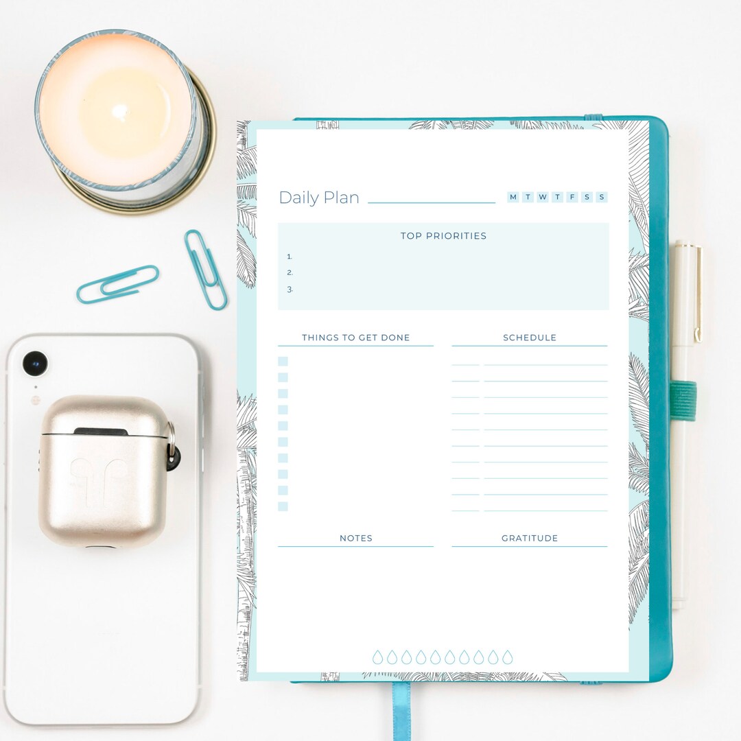 Printable PNG Daily Day Planner Page Template 2019-2020 - Etsy