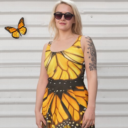 Monarch Butterfly Hand Painted Silk Dress Costume for Party. - Etsy