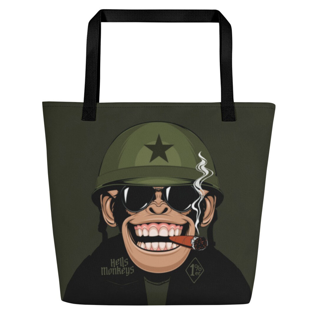 Biker Monkey Tote Bag - Etsy
