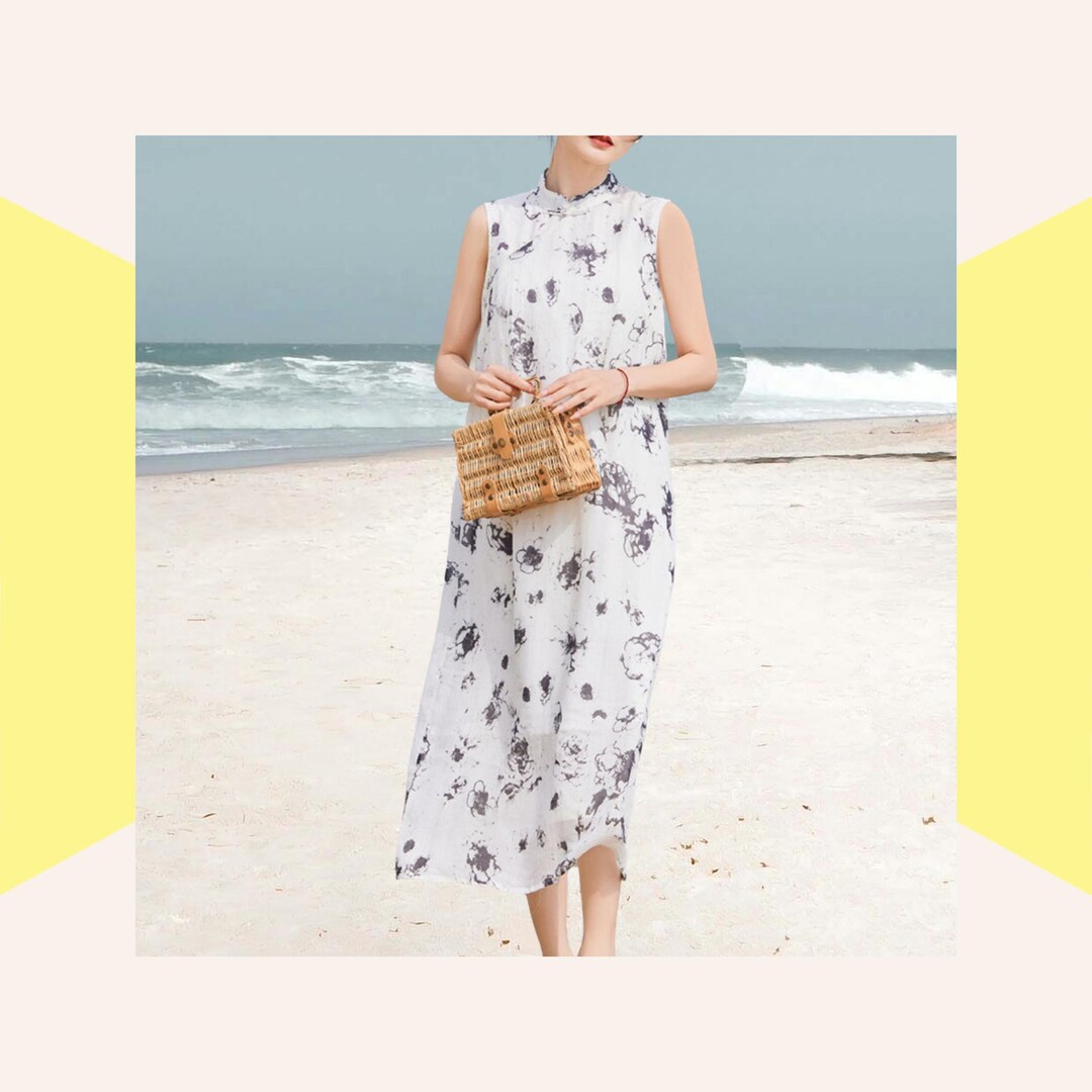 Sleeveless Loose Qipao Dress, Chinese Style, Cotton Lining, Mandarin ...