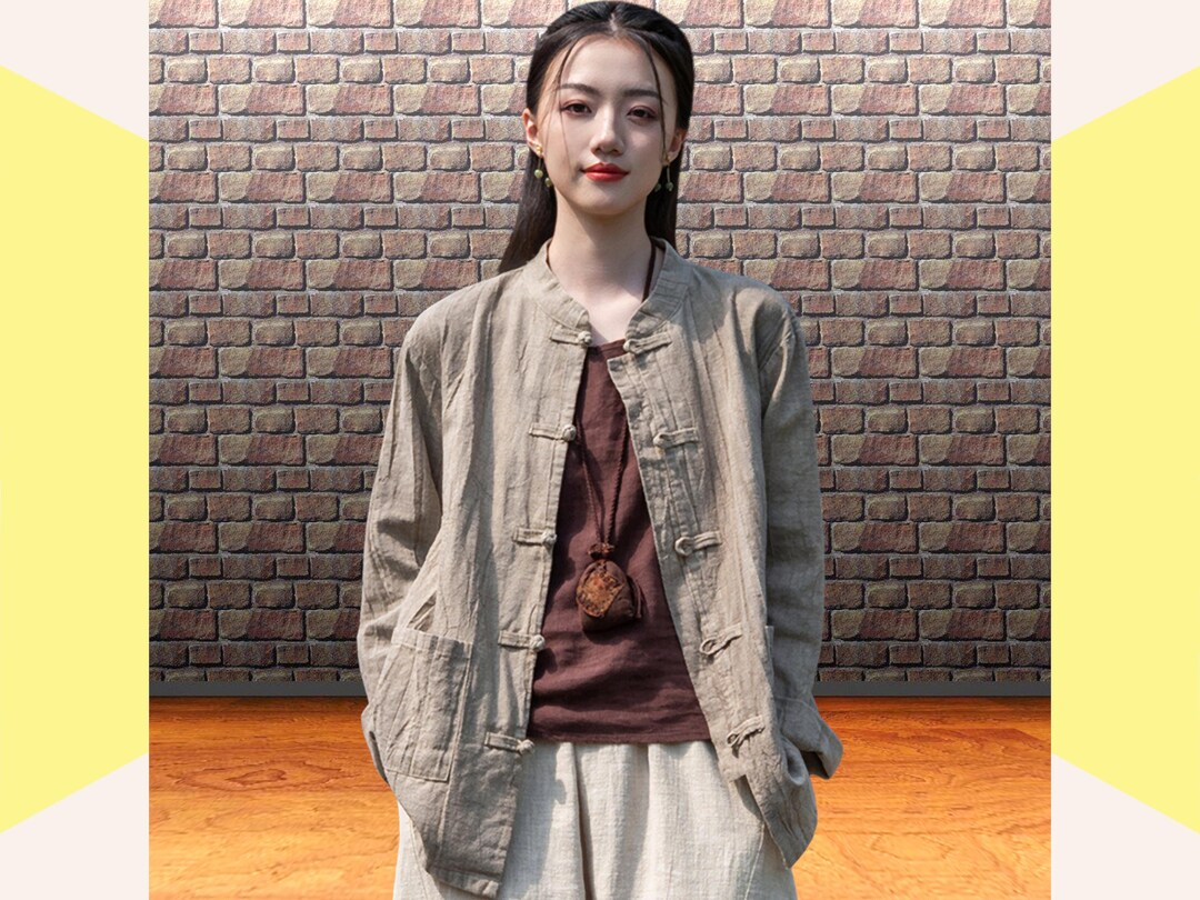 Beige Tang Suit Jacket: Mandarin Collar, Chinese Style, Asian Inspired ...