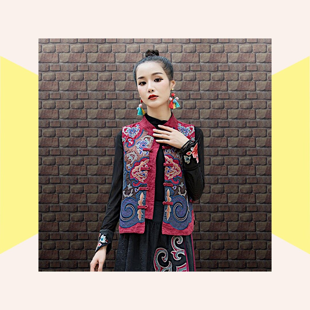 Mandarin Collar Ethnic Vest for Women, Traditional Chinese Sleeveless ...