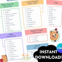 Lunch Menu With Pictures Printable | Lunch Box Planner | Food ...
