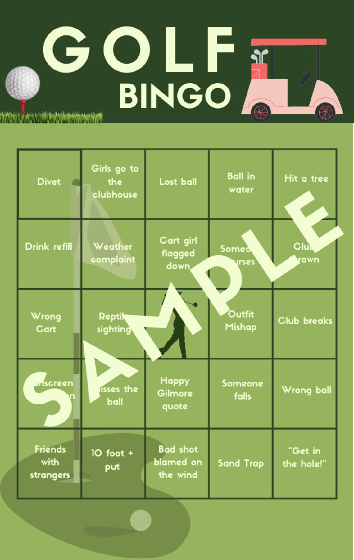 Golf Bingo Game - 6 Page Template - Editable/custom - Canva Download - Etsy