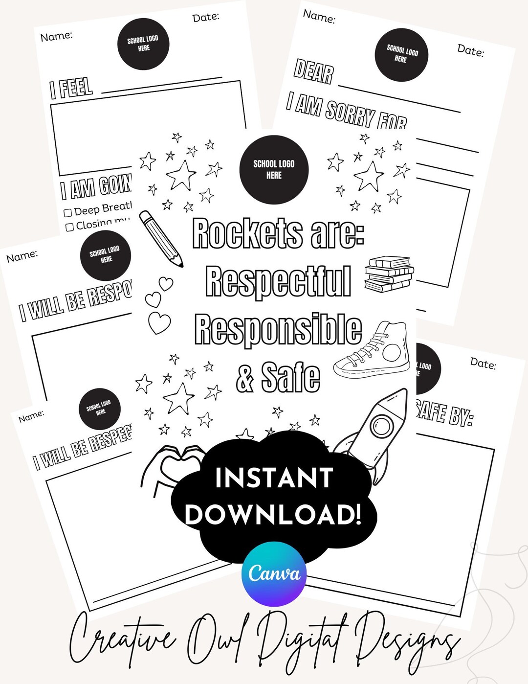 Restorative Reflection Pack - PBIS Aligned Coloring/writing - Editable ...