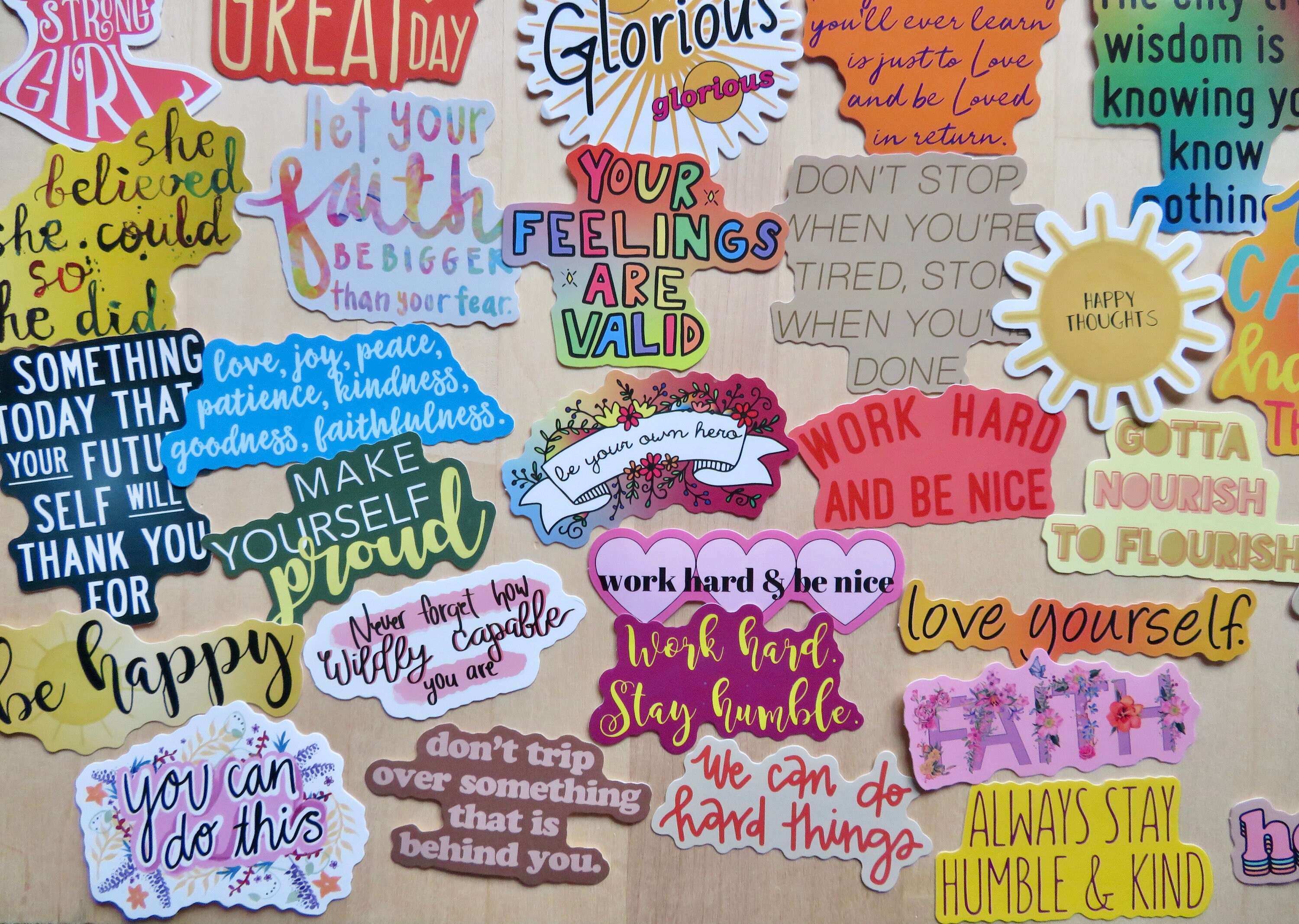 50 Large Positive Phrase Word Stickers Support Encouragement | Etsy