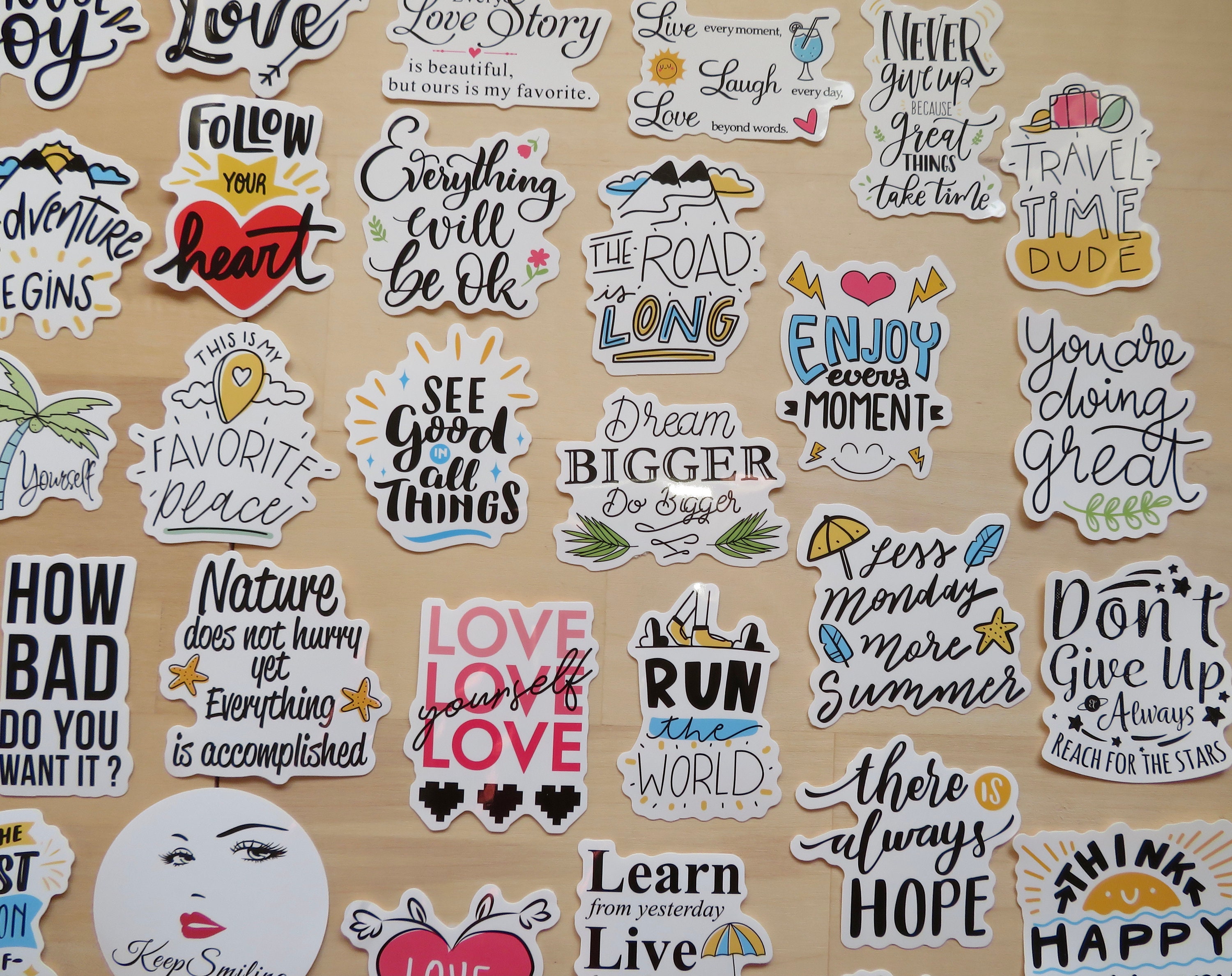 49 Large Positive Phrase Word Stickers Support Encouragement | Etsy