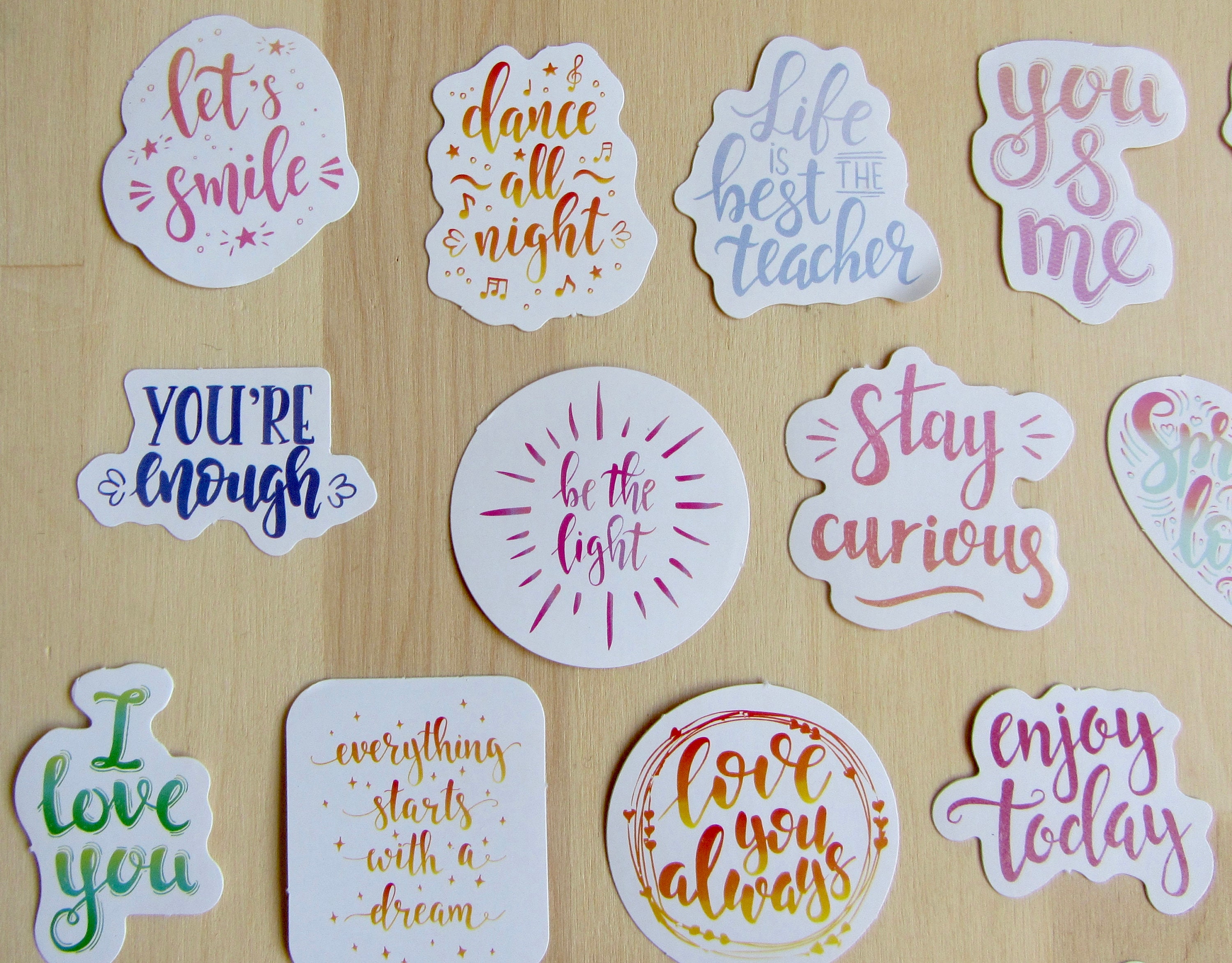 Set 46 Positive Phrase Word Stickers Support Encouragement | Etsy