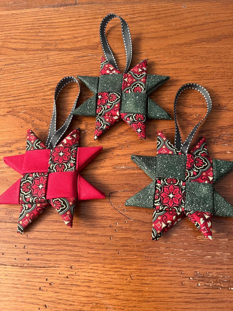 Scandinavian Ribbon Christmas Ornaments- Set of 3 - Etsy