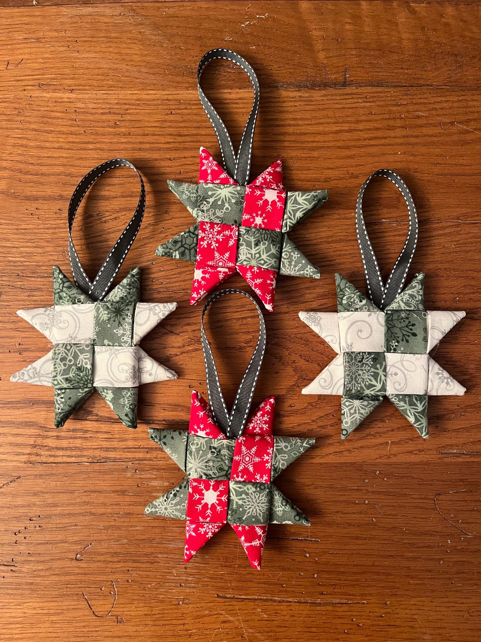Scandinavian Ribbon Christmas Ornaments Set of 4 - Etsy