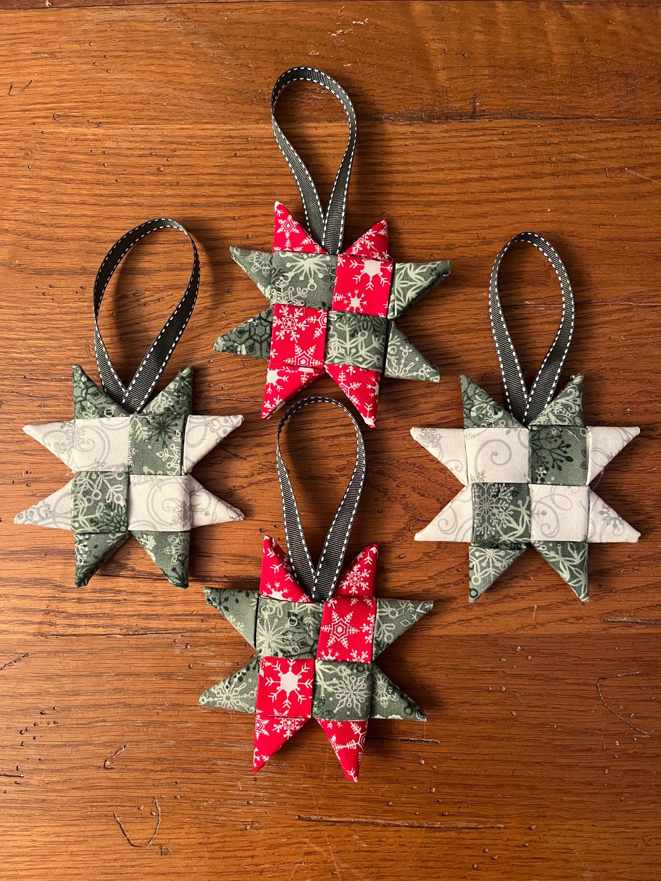 Scandinavian Ribbon Christmas Ornaments Set of 4 - Etsy