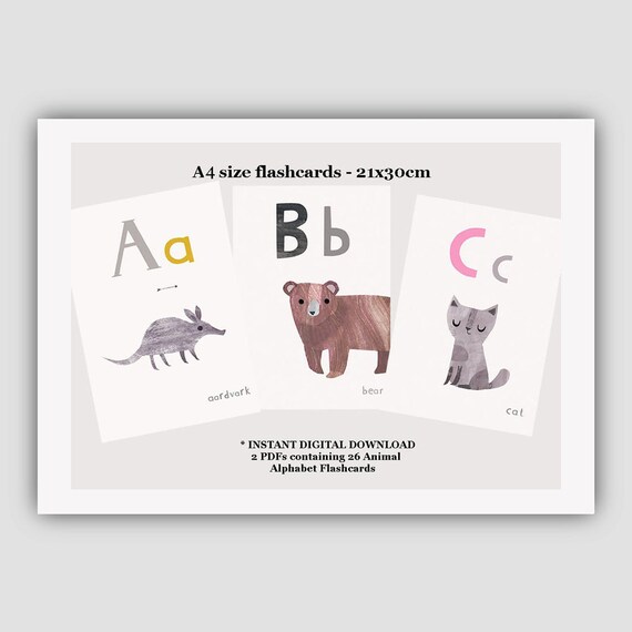 Educational Printable Alphabet Flashcards A4 Printable | Etsy