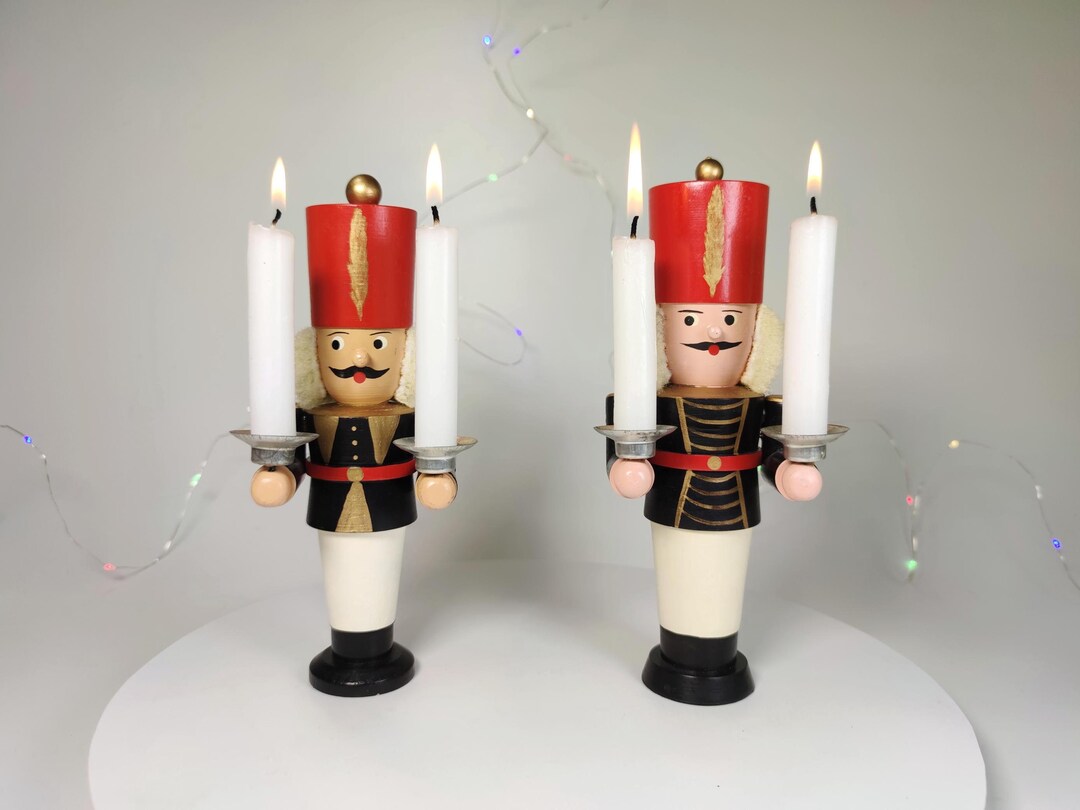 Vintage German Erzgebirge Miner Candle Holders, Set of 2 Folk Art Hand ...