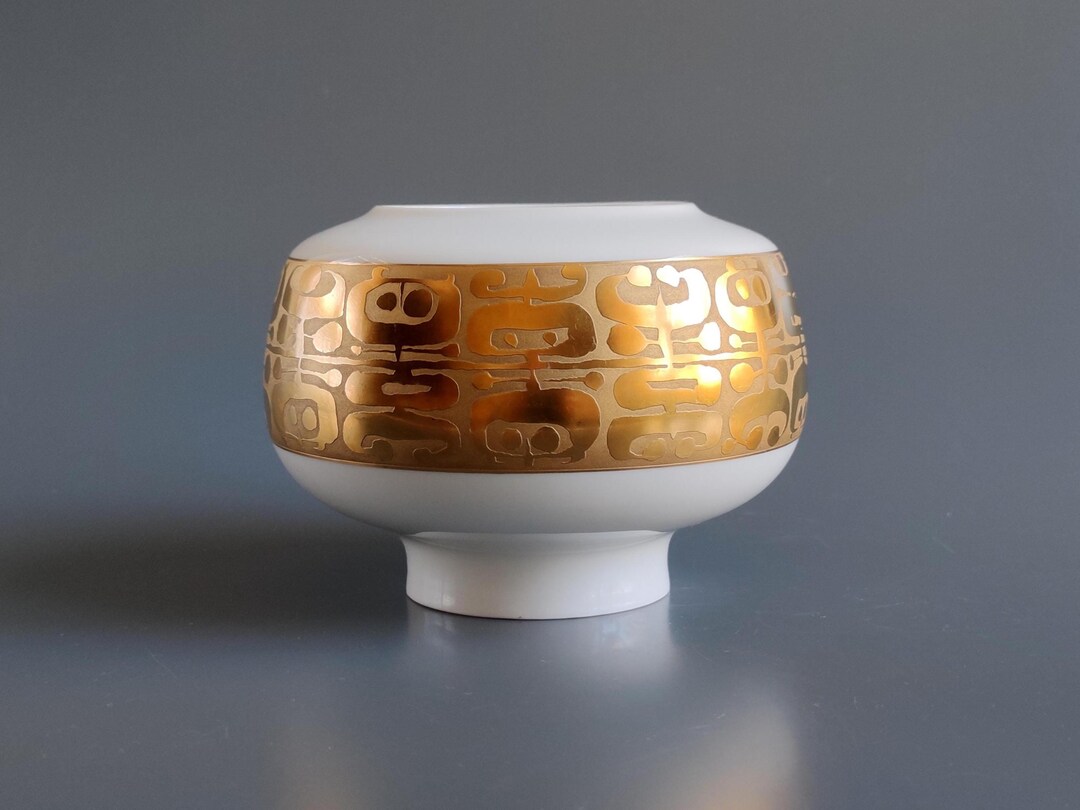 Rare A.E. Sundermann for Fürstenberg Vase 70s Germany, 24K Gold ...