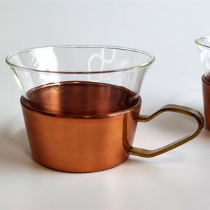 HB BO Svensk Copper Tea Cups, Sweden, Pair of Schott & Gen Mainz Jena ...