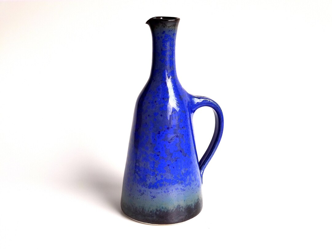 Peter Delius Hameln Blue Crystalline Glaze Pottery Vase, West German ...