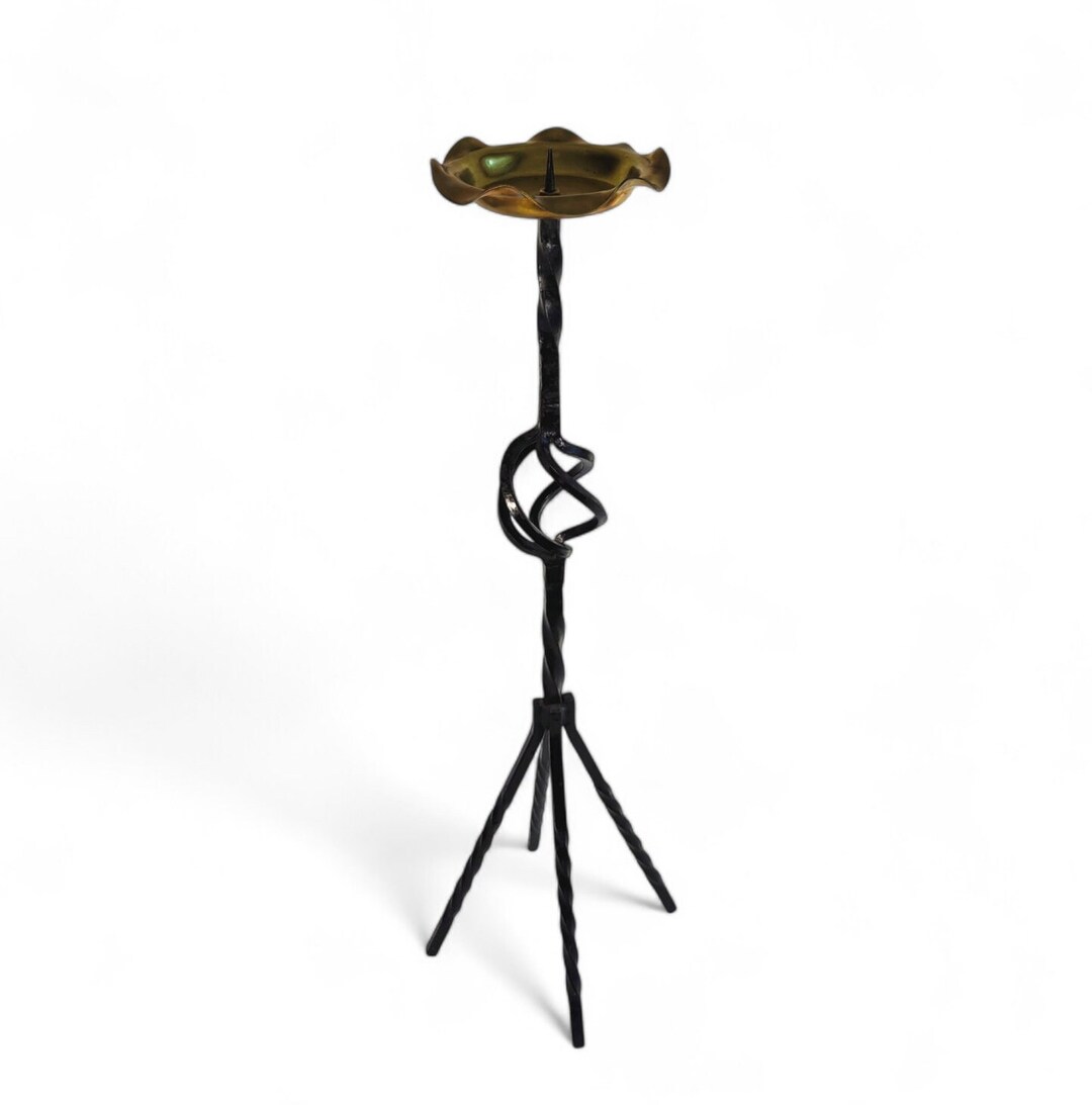 Forged Iron Candle Holder/ Floor Ashtray Germany 60s Mid Century ...
