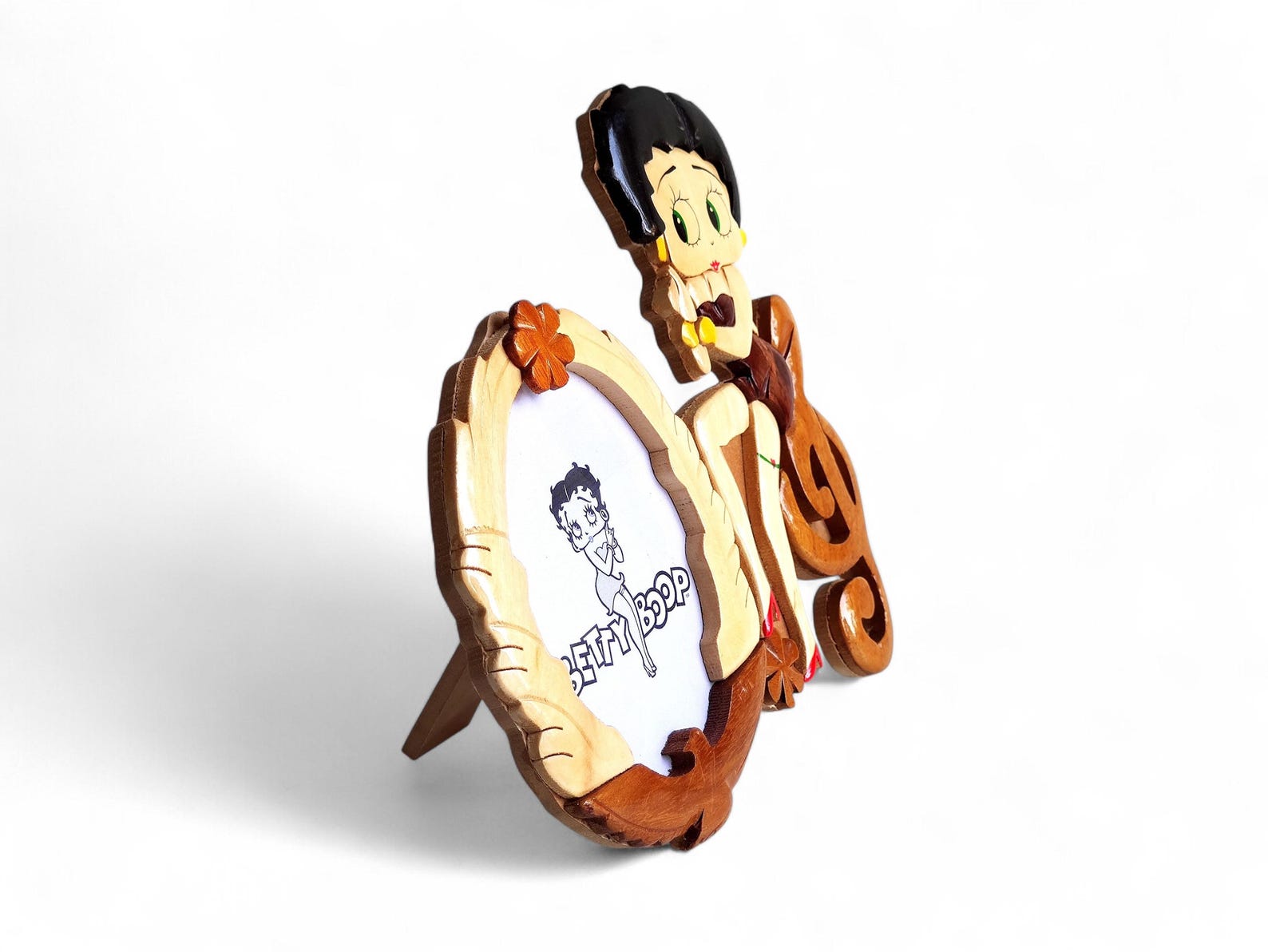 Vintage BETTY BOOP Intarsia Wood Art Picture Frame, 60s Hand Crafted ...