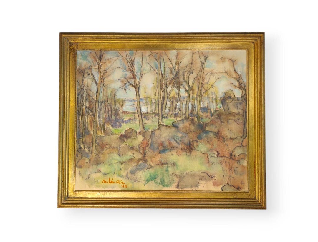 Martin Lindström Painting, Mixed Media, Signed and Dated 1950 Sweden ...