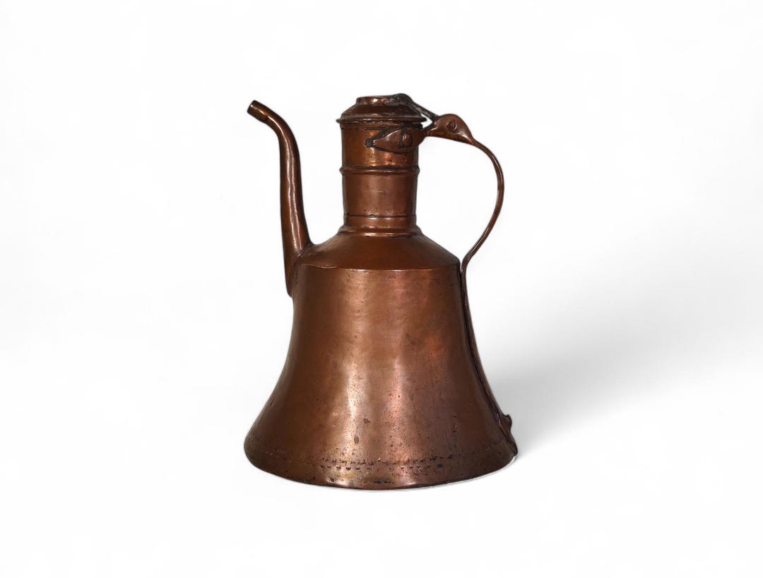 Antique Copper Ewer, Dallah 19th Century, Large Copper Coffee Pot With ...
